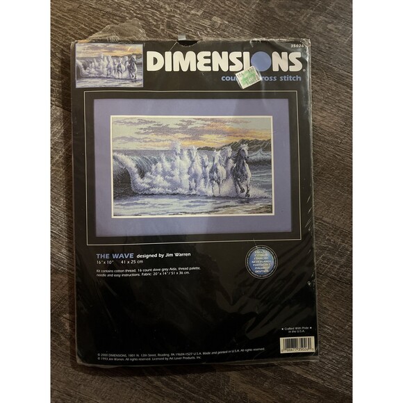 Art | Vintage Dimensions Cross Stitch Kit Horses Beach The Wave 3526 ...